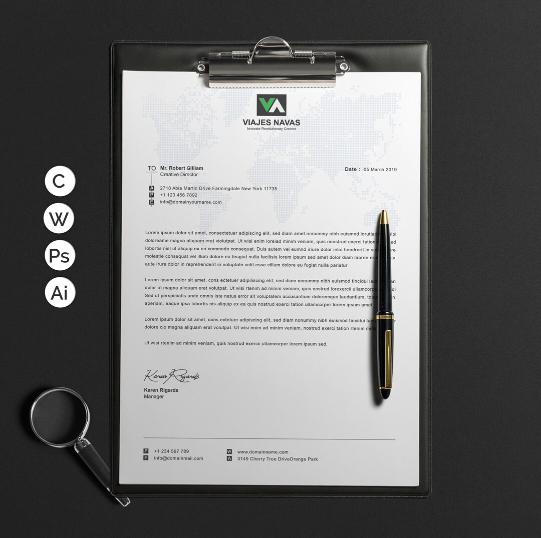 Editable Business Letterhead Template: Modern Design (canva, Word, AI ...