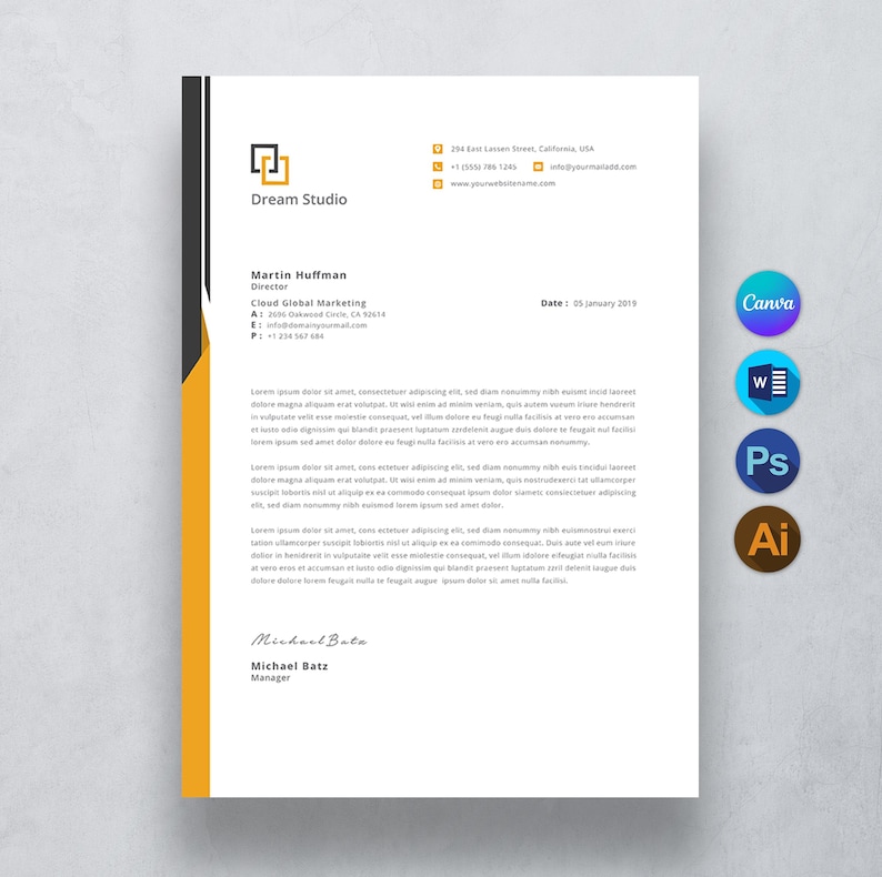 Editable Business Letterhead Template: Modern Stationery Design (canva ...