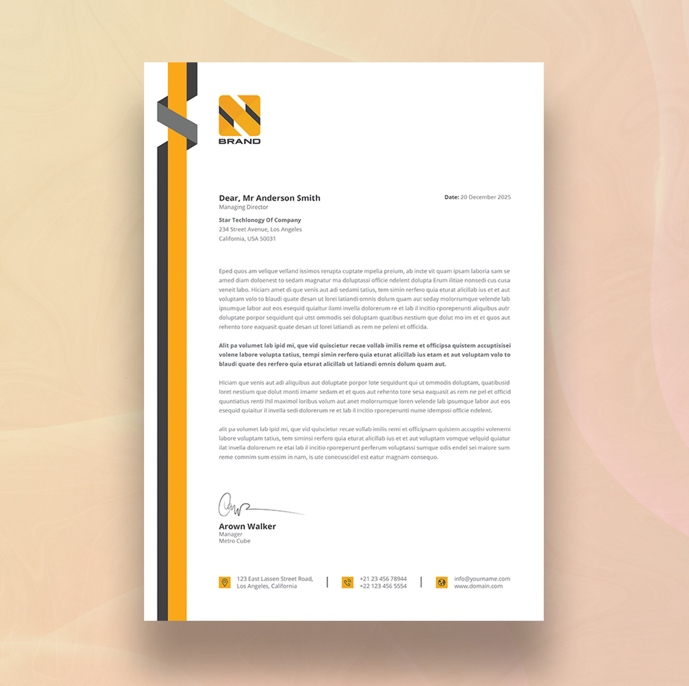 Custom Company Letterhead Template, Canva & Word Editable, Printable ...
