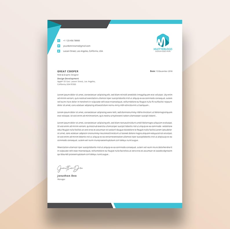 Business Letterhead Template Canva Editable, Custom Company Letterhead ...