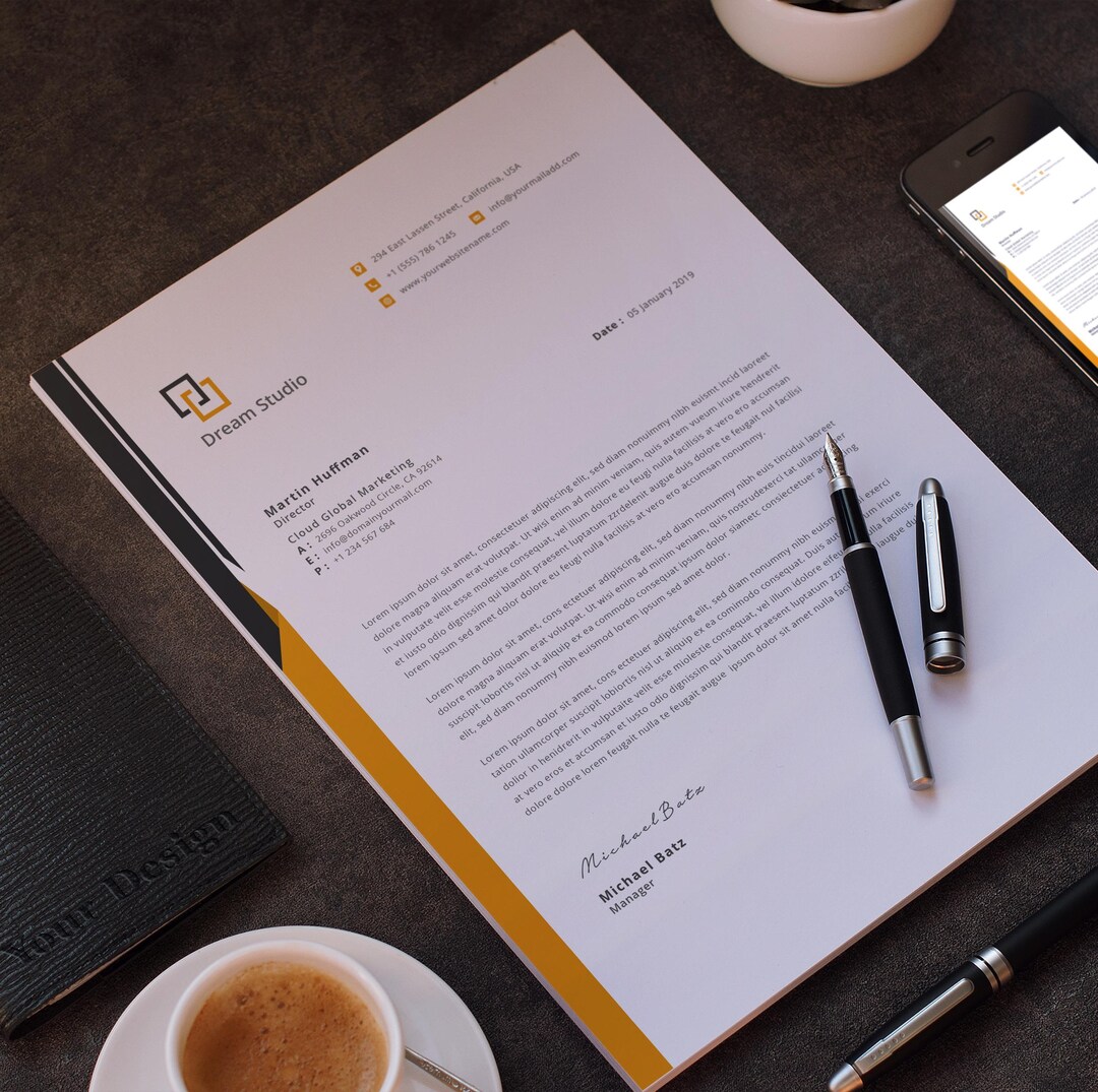 Editable Business Letterhead Template: Modern Stationery Design (canva ...
