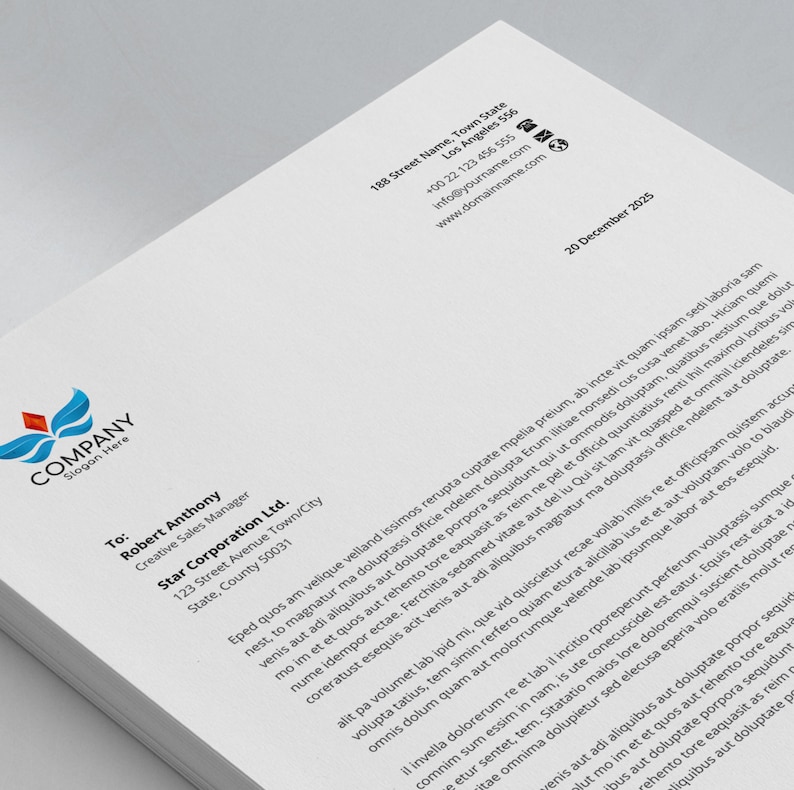 Business Letterhead Template Canva Editable, Custom Company Letterhead ...