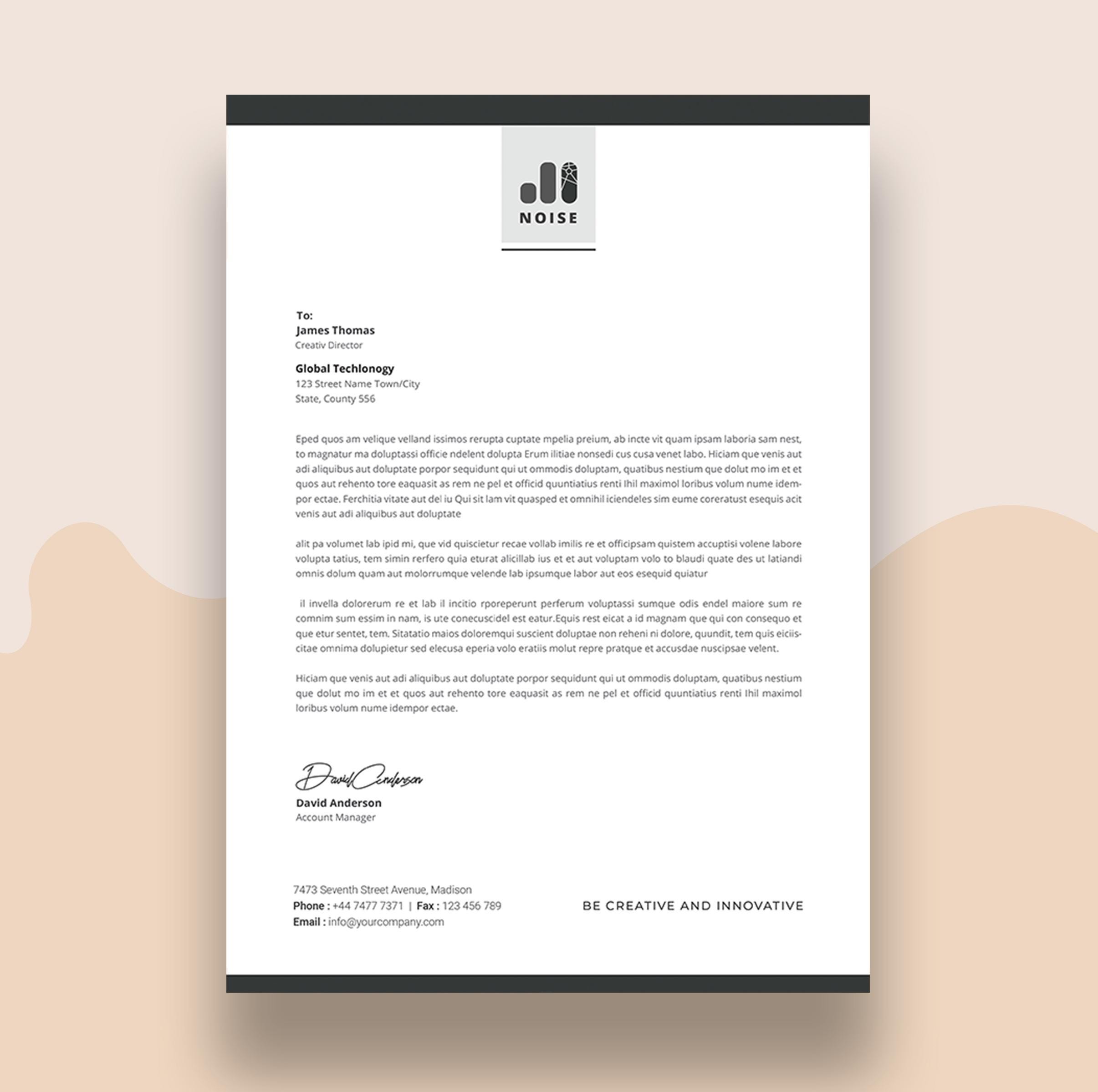 Editable Company Letterhead Template: Canva, Word, Photoshop ...