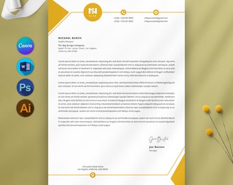Business Letterhead Template Canva Editable, Custom Company Letterhead ...