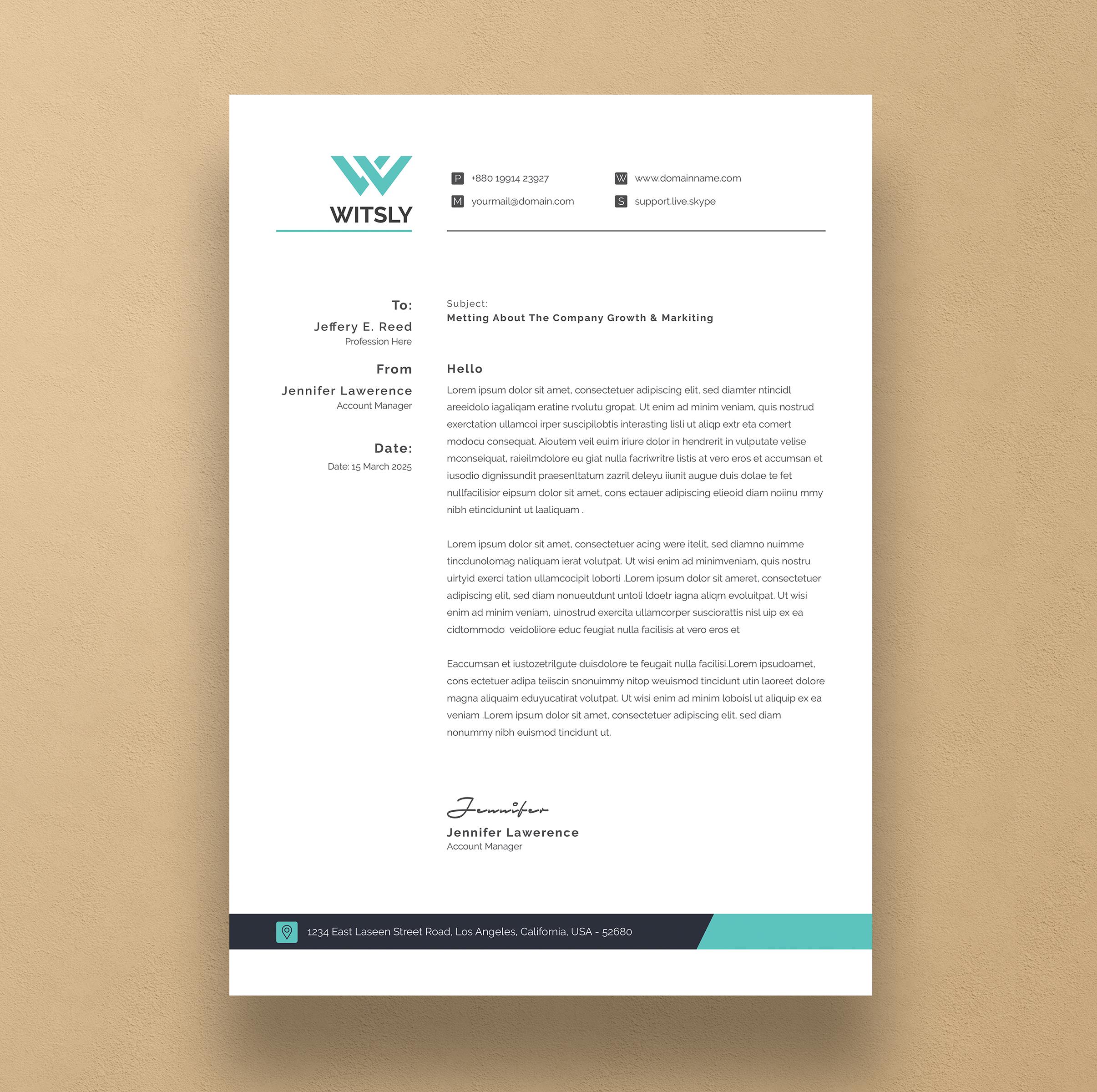 Editable Business Letterhead Template: Modern Stationery Design (canva ...