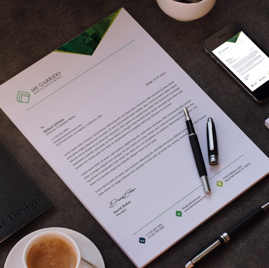 Business Letterhead Template Canva Editable, Custom Company Letterhead ...