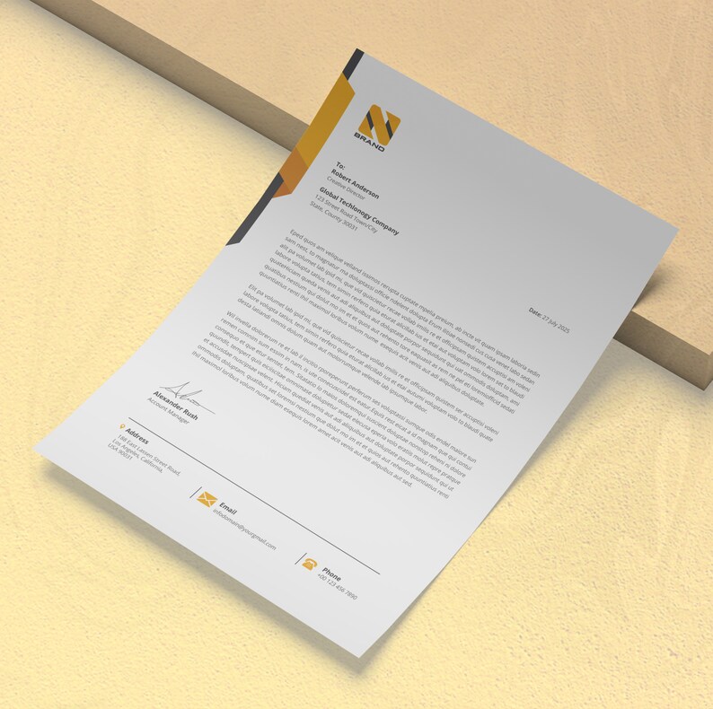 Business Letterhead Template Canva Editable, Custom Company Letterhead ...