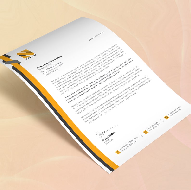 Custom Company Letterhead Template, Canva & Word Editable, Printable ...
