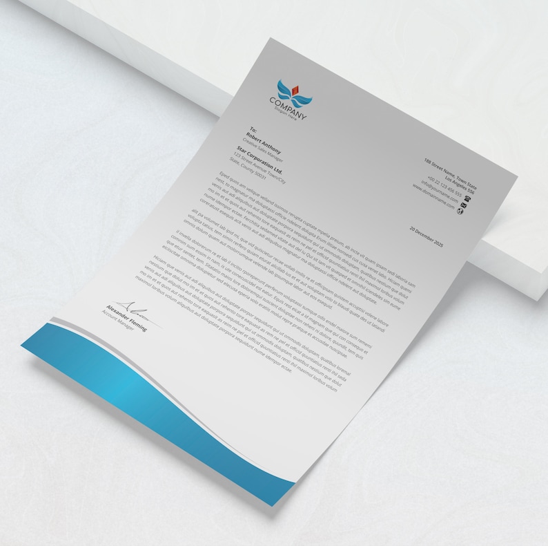 Business Letterhead Template Canva Editable, Custom Company Letterhead ...