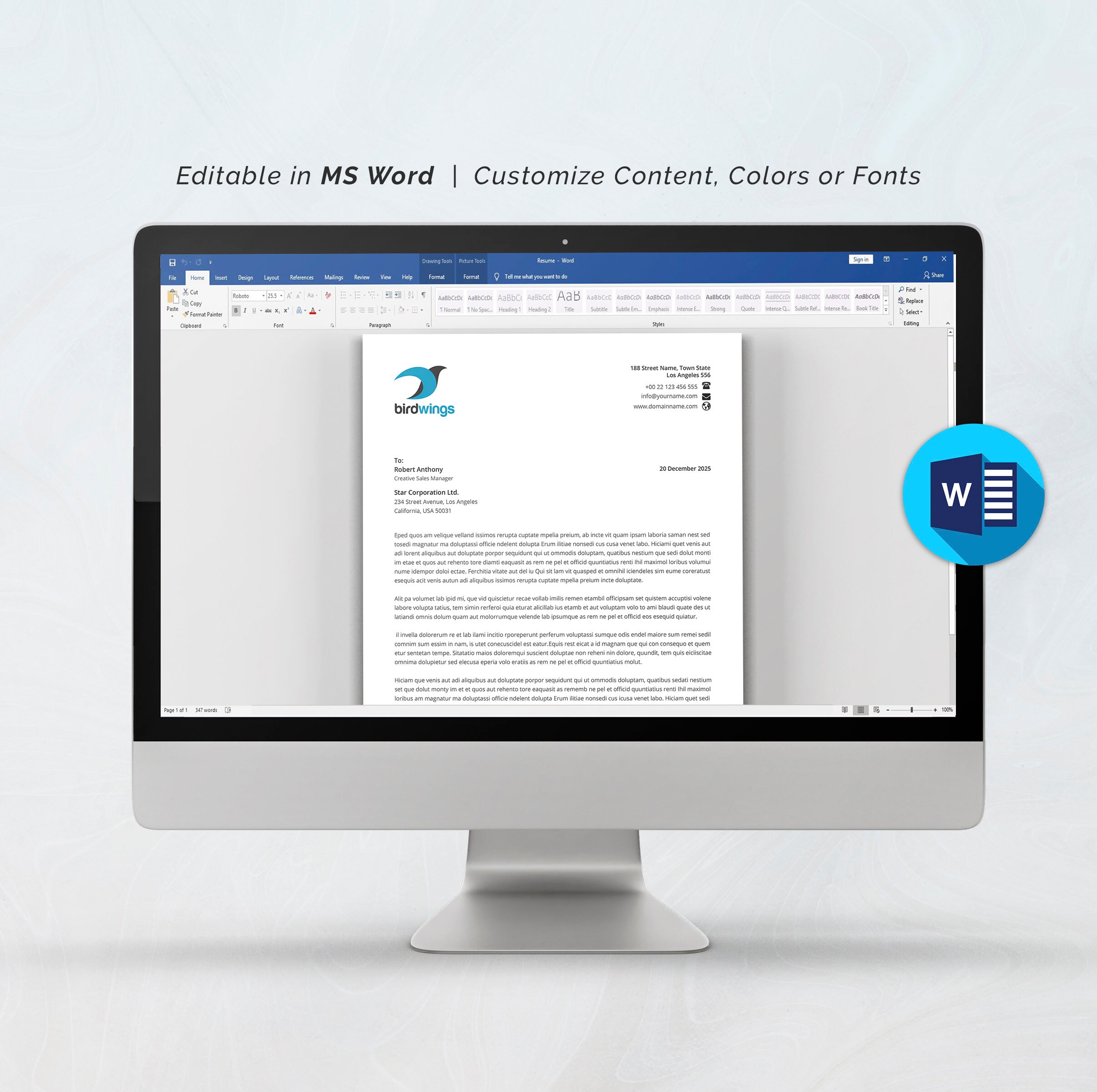 Editable Business Letterhead Template: Modern Company Design (canva ...