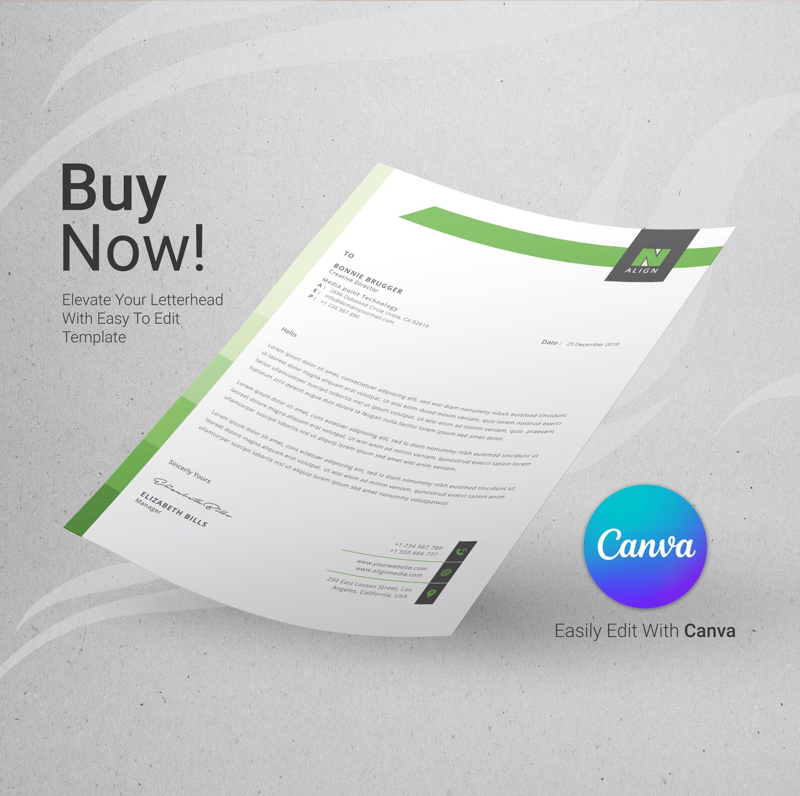 Editable Business Letterhead Template: Canva, Word, Photoshop ...