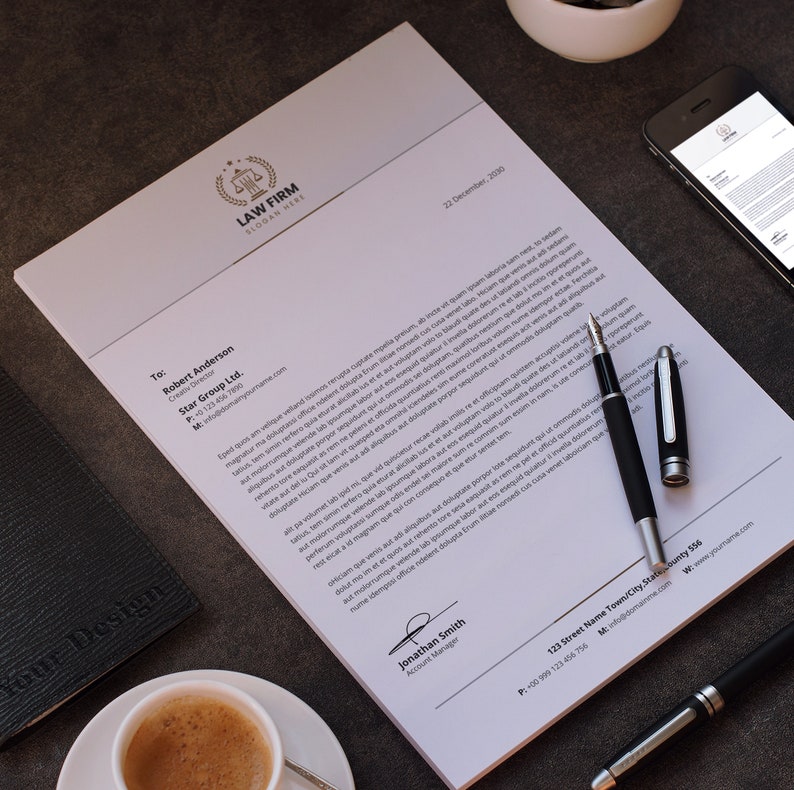 Business Letterhead Template Canva Editable, Custom Company Letterhead ...