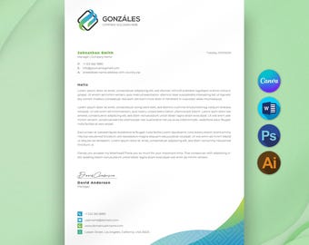 Business Letterhead Template Canva Editable, Custom Company Letterhead ...