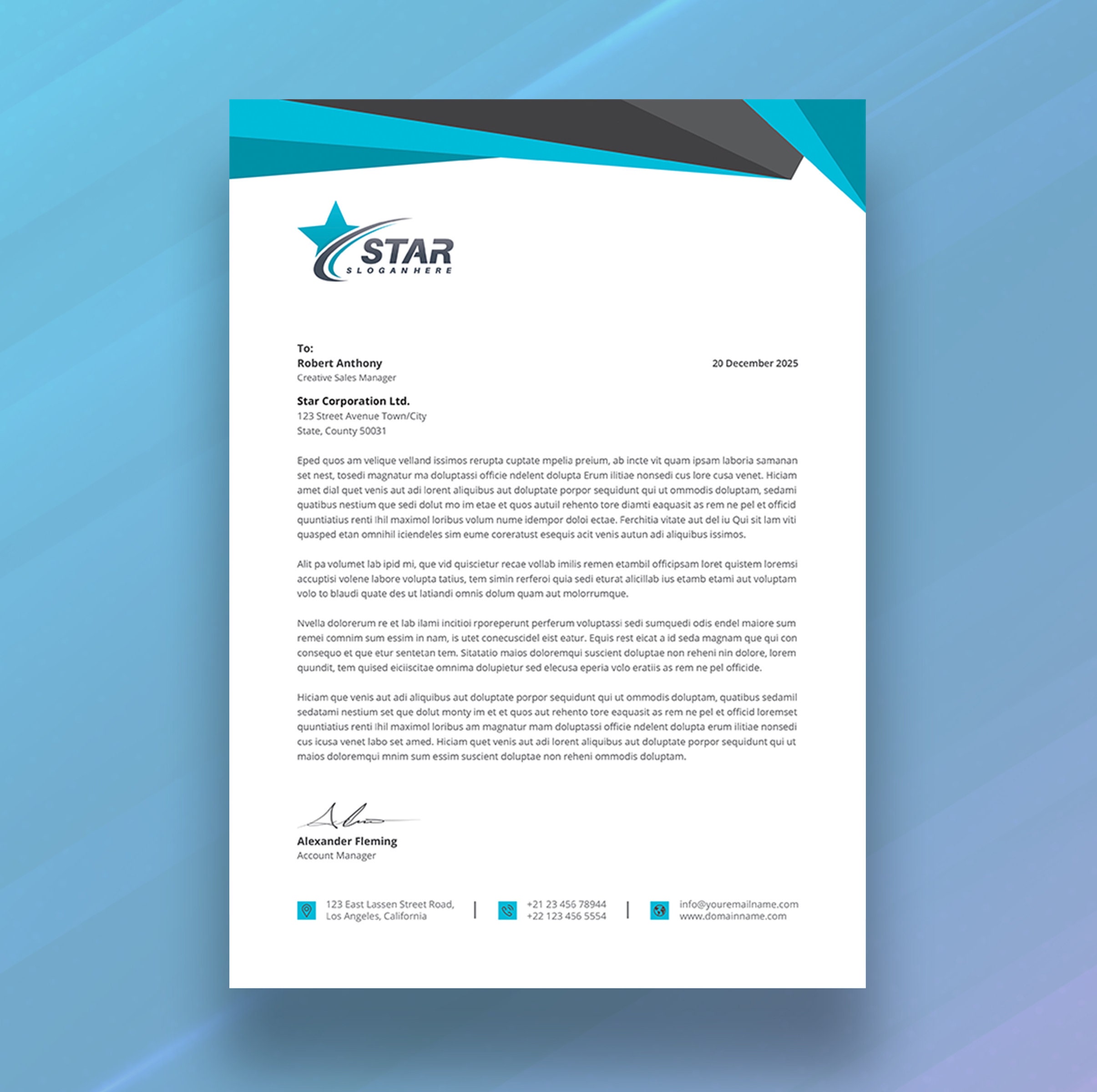 Business Letterhead Template Canva Editable, Custom Company Letterhead ...