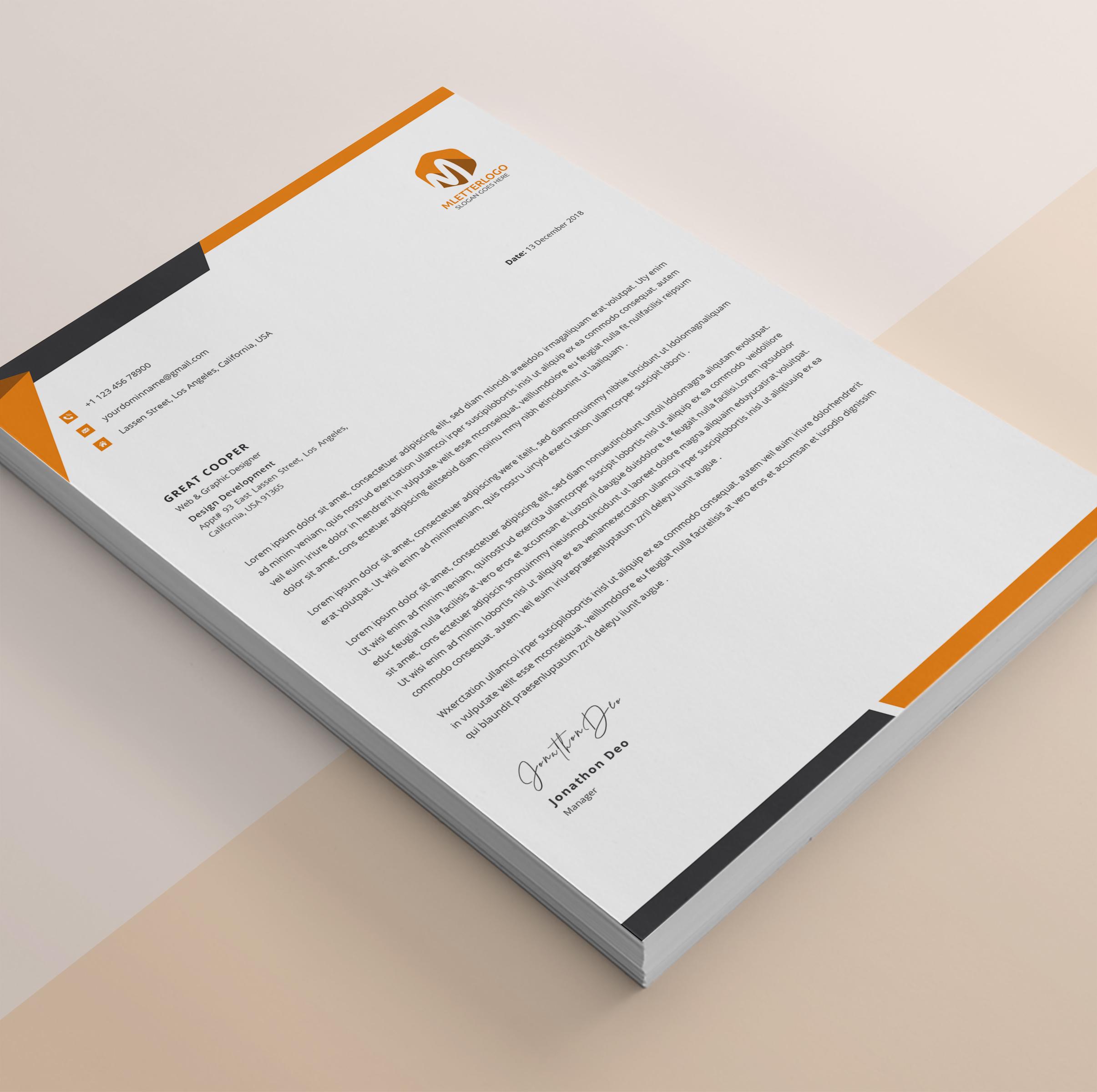 Business Letterhead Template Canva Editable, Custom Company Letterhead ...