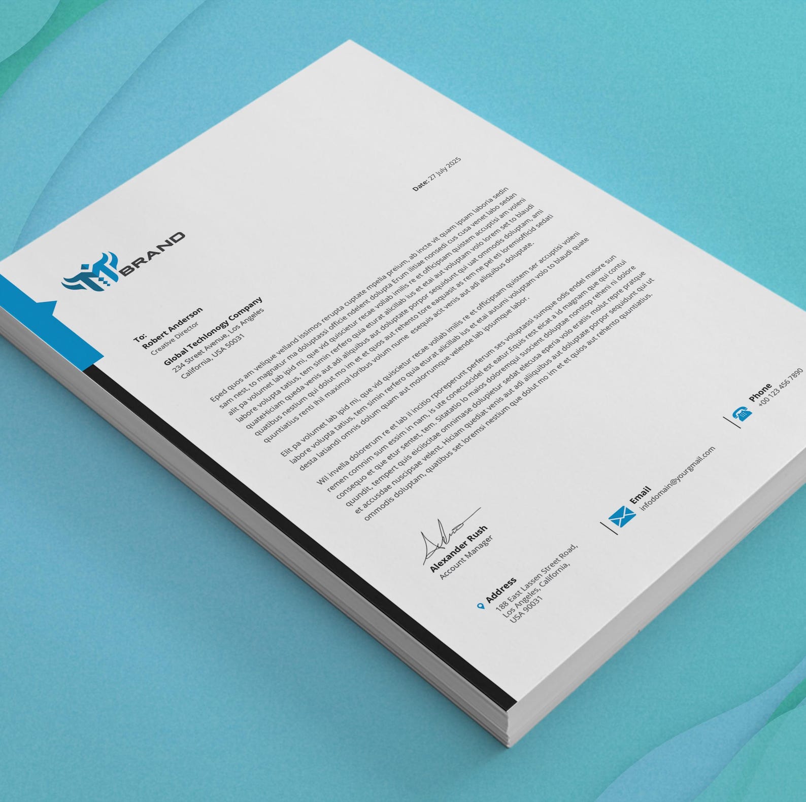 Business Letterhead Template Editable Company Letterhead Design for MS ...