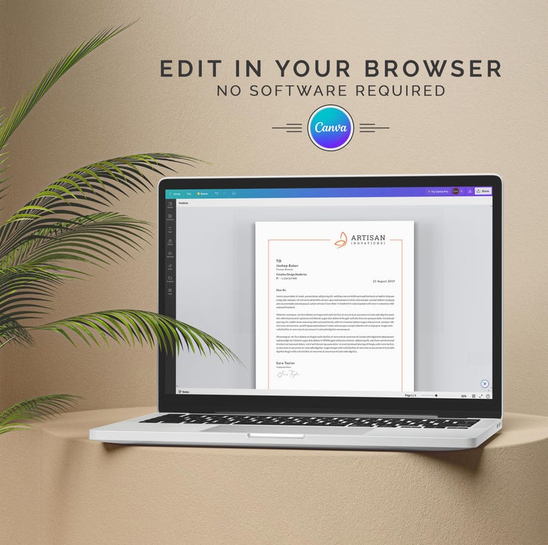Business Letterhead Template Canva Editable, Custom Company Letterhead ...