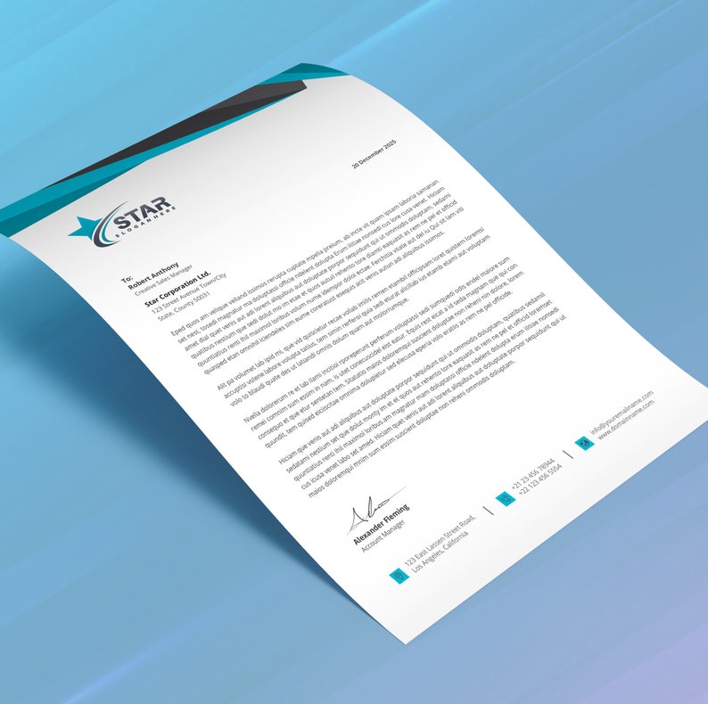 Business Letterhead Template Canva Editable, Custom Company Letterhead ...