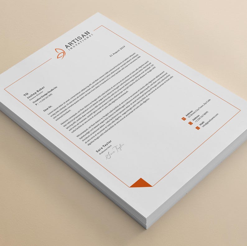 Business Letterhead Template Canva Editable, Custom Company Letterhead ...