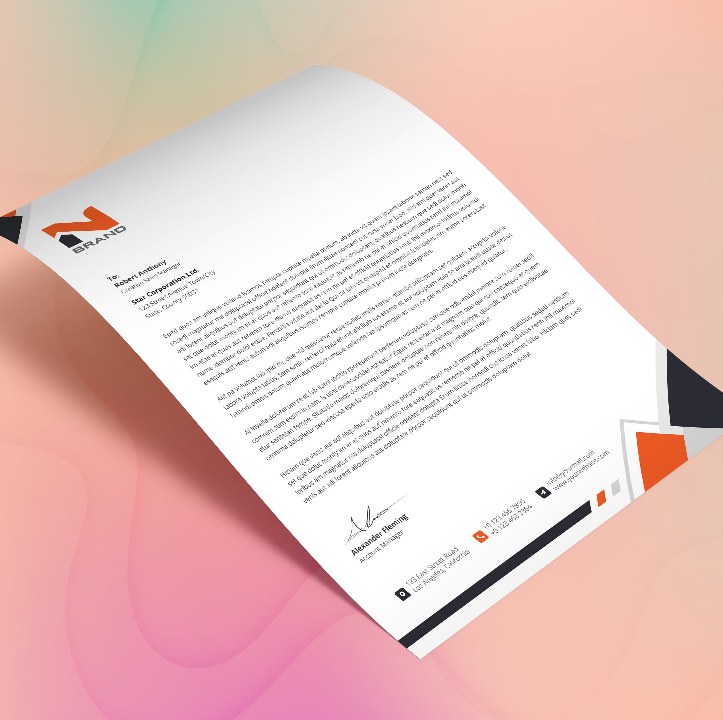 Business Letterhead Template Canva Editable, Custom Company Letterhead ...