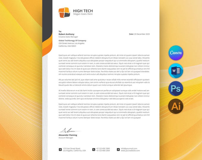 Editable Business Letterhead Template: Modern Company Letterhead ...