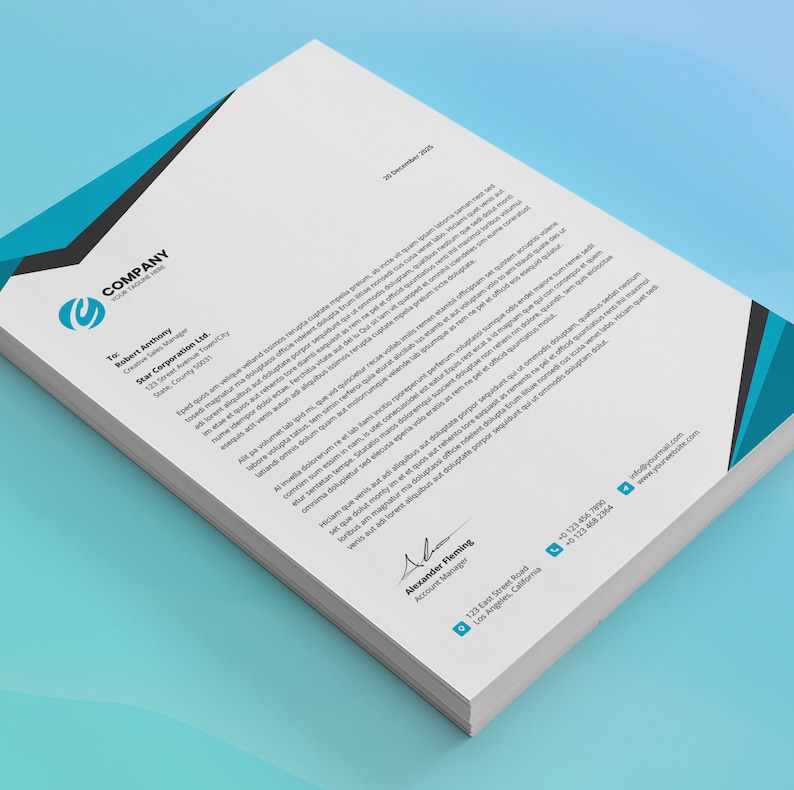 Business Letterhead Template Canva Editable, Custom Company Letterhead ...