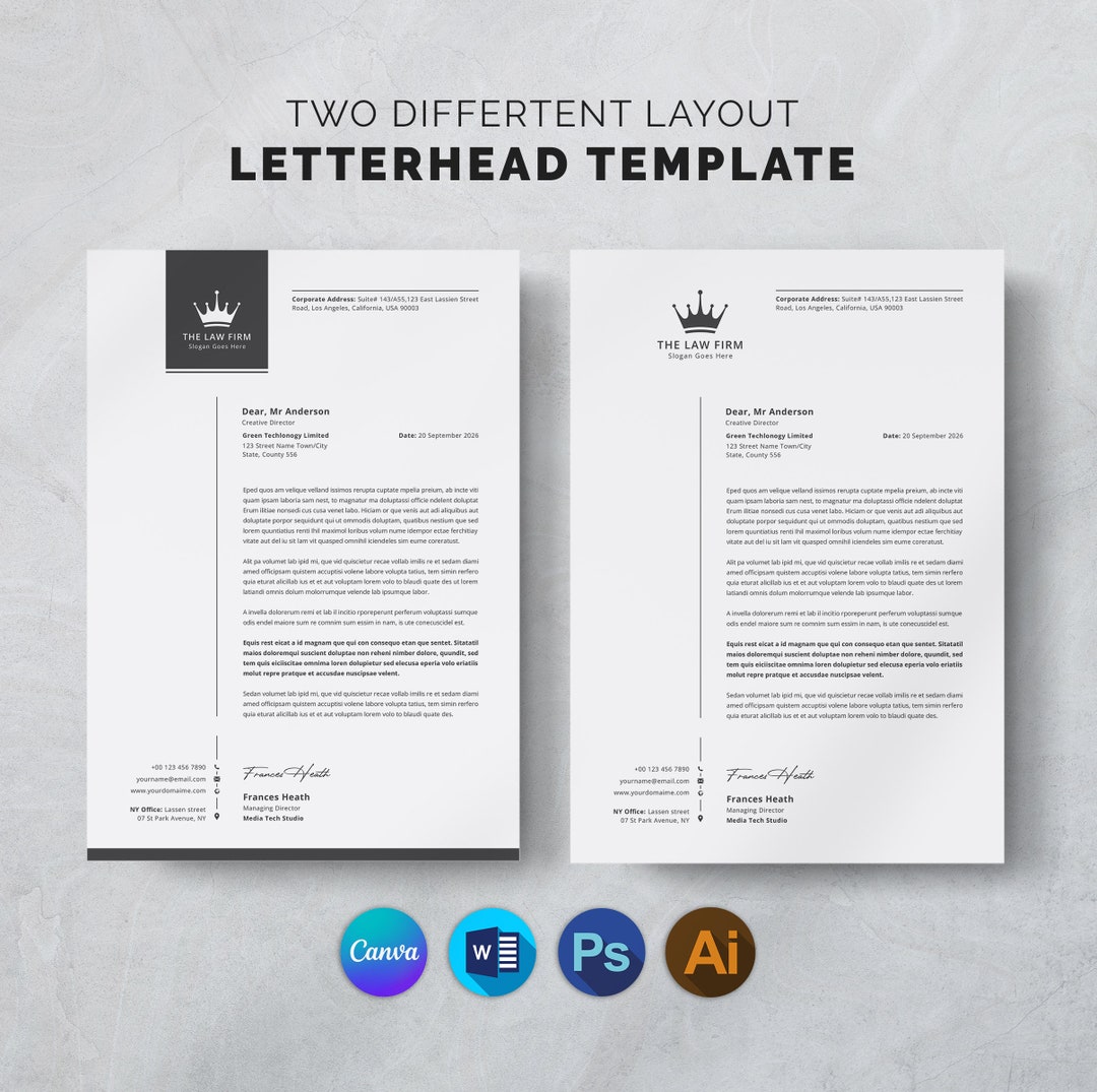 Editable Business Letterhead Template: Modern Corporate Stationery ...