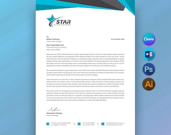 Business Letterhead Template Canva Editable, Custom Company Letterhead ...