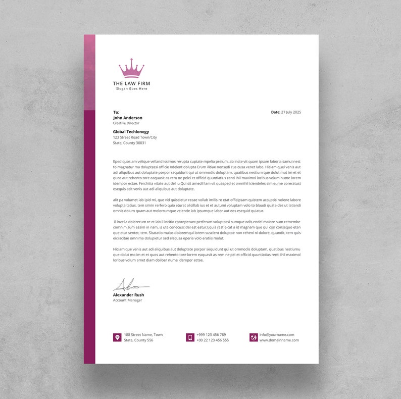 Business Letterhead Template Canva Editable, Custom Company Letterhead ...