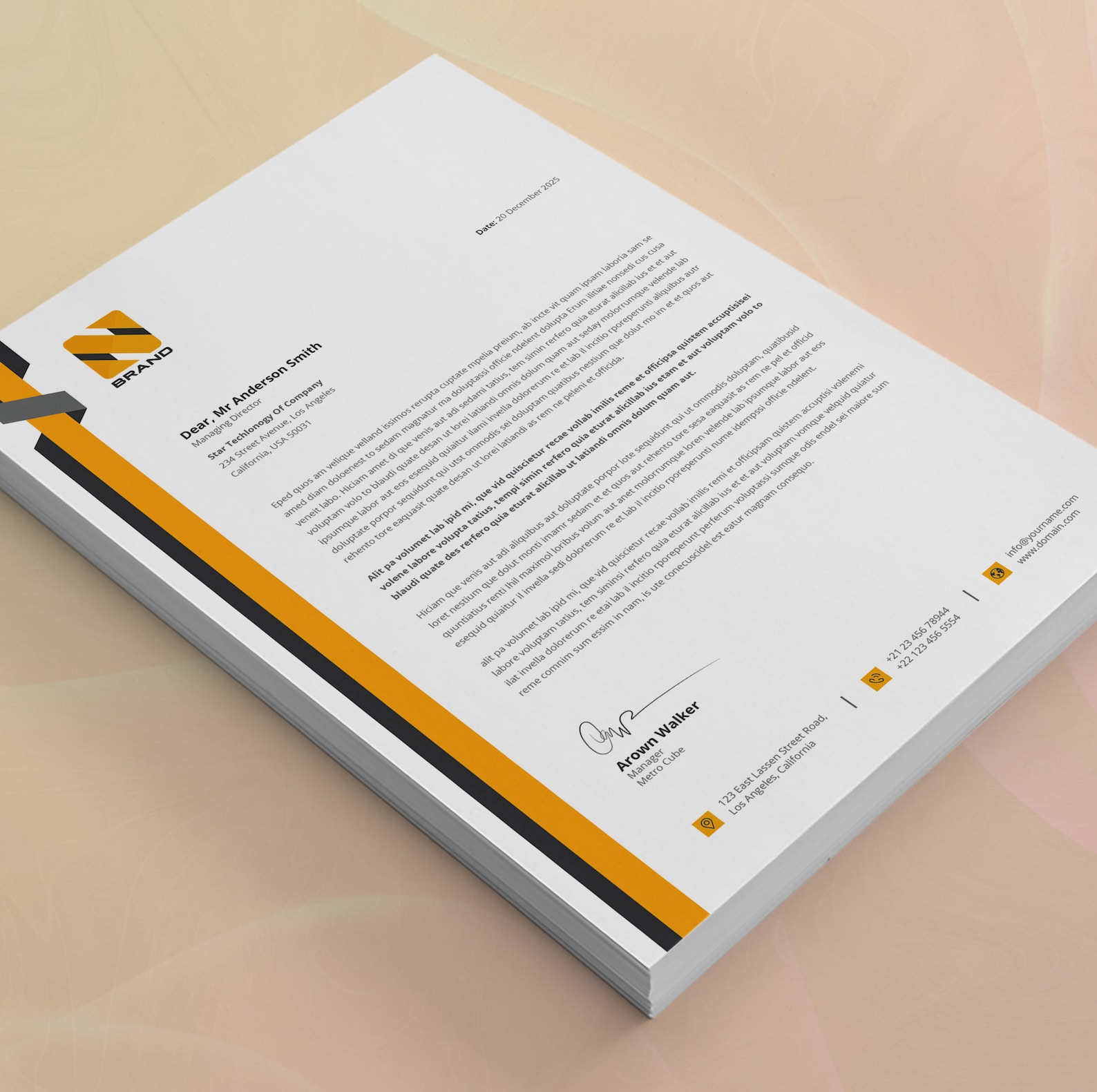Custom Company Letterhead Template, Canva & Word Editable, Printable ...