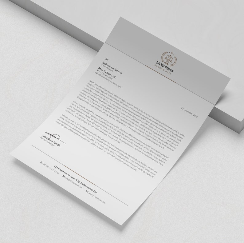 Business Letterhead Template Canva Editable, Custom Company Letterhead ...