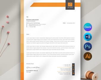 Business Letterhead Template Canva Editable, Custom Company Letterhead ...