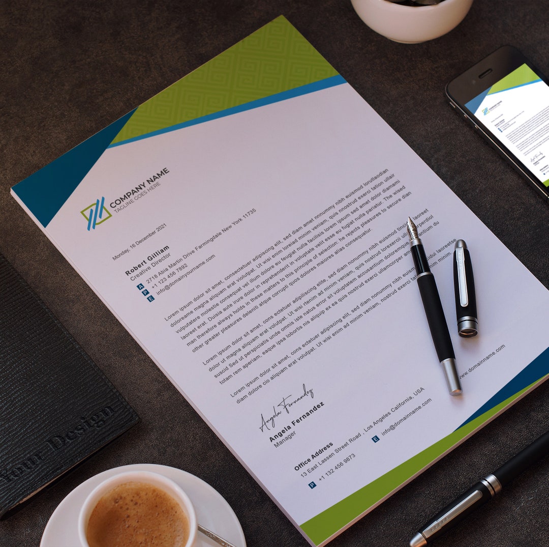 Editable Business Letterhead Template for Word & Canva, Modern ...