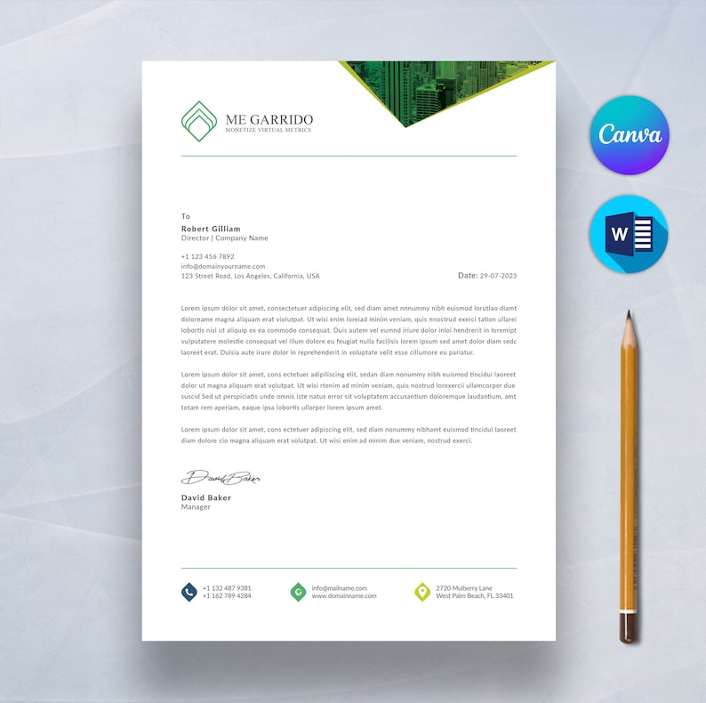 Business Letterhead Template Canva Editable, Custom Company Letterhead ...