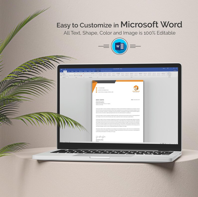 Business Letterhead Template Canva Editable, Custom Company Letterhead ...