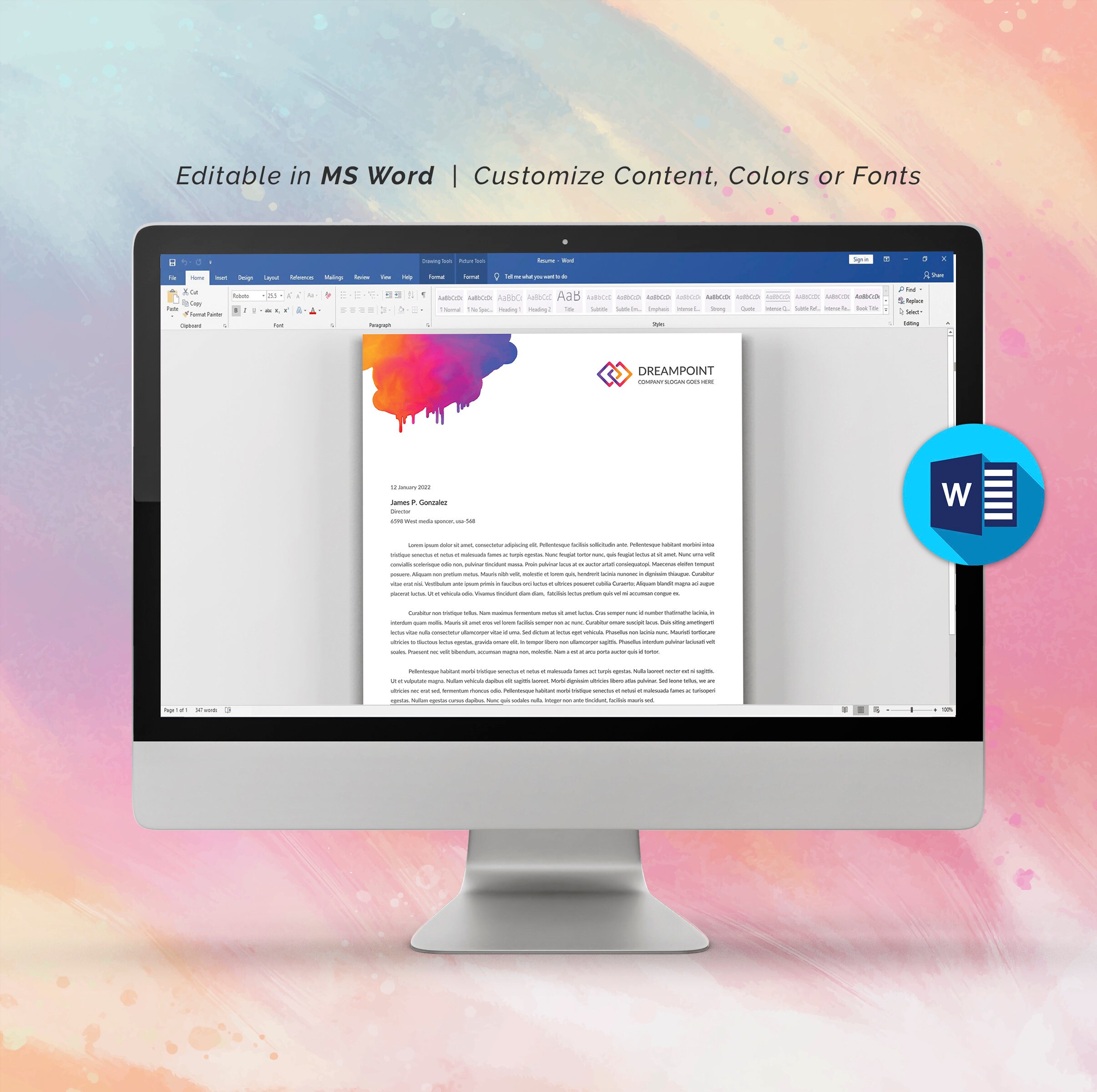 Business Letterhead Template Canva Editable, Custom Company Letterhead ...