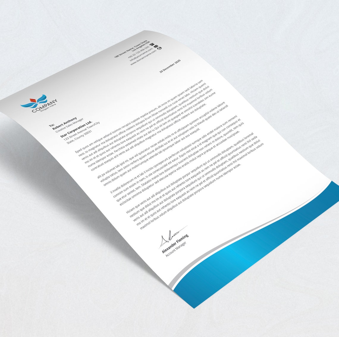 Business Letterhead Template Canva Editable, Custom Company Letterhead ...