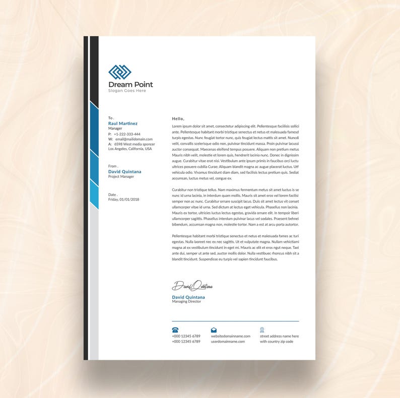 Editable Business Letterhead Template: Professional Design for Word ...
