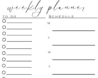 Black White Minimalist Floral Background Weekly Planner. - Etsy