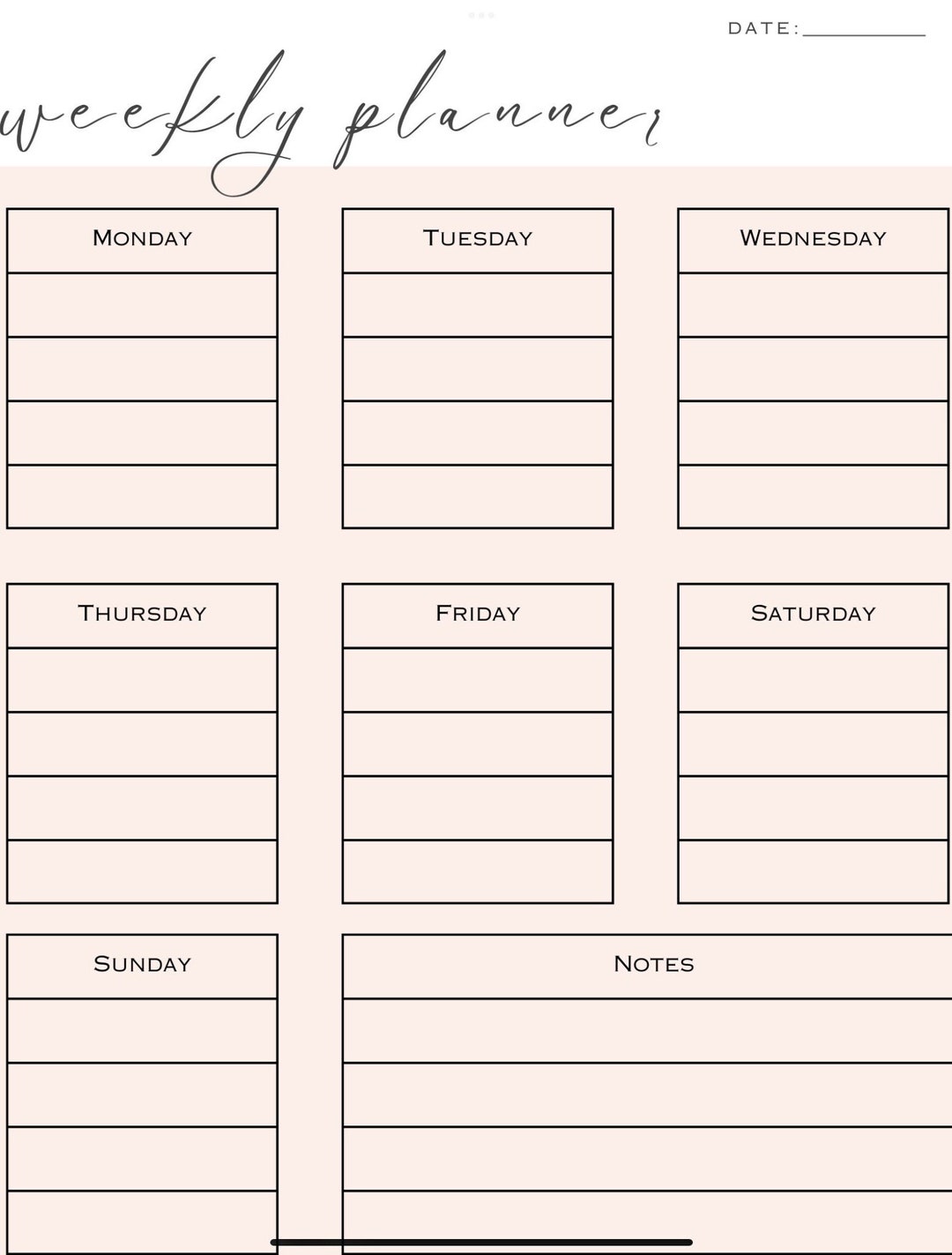 Minimalist Weekly Planner - Etsy