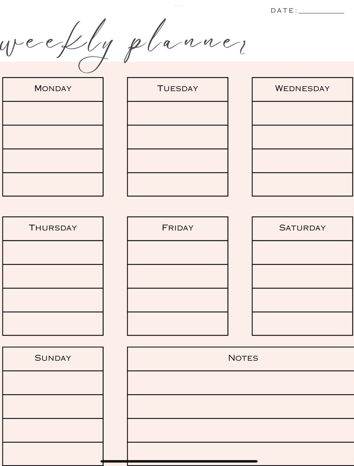 Minimalist Weekly Planner - Etsy
