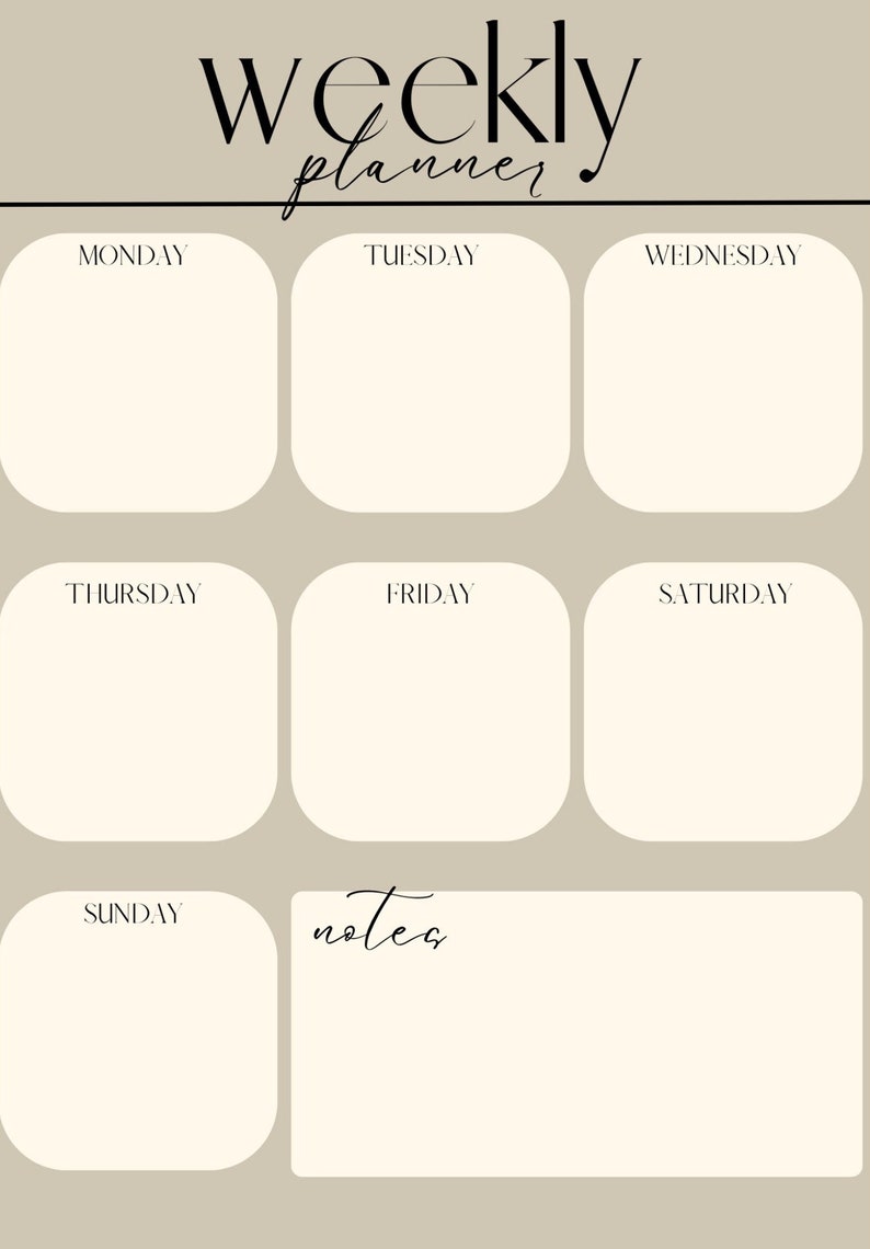 Neutral Weekly Planner - Etsy