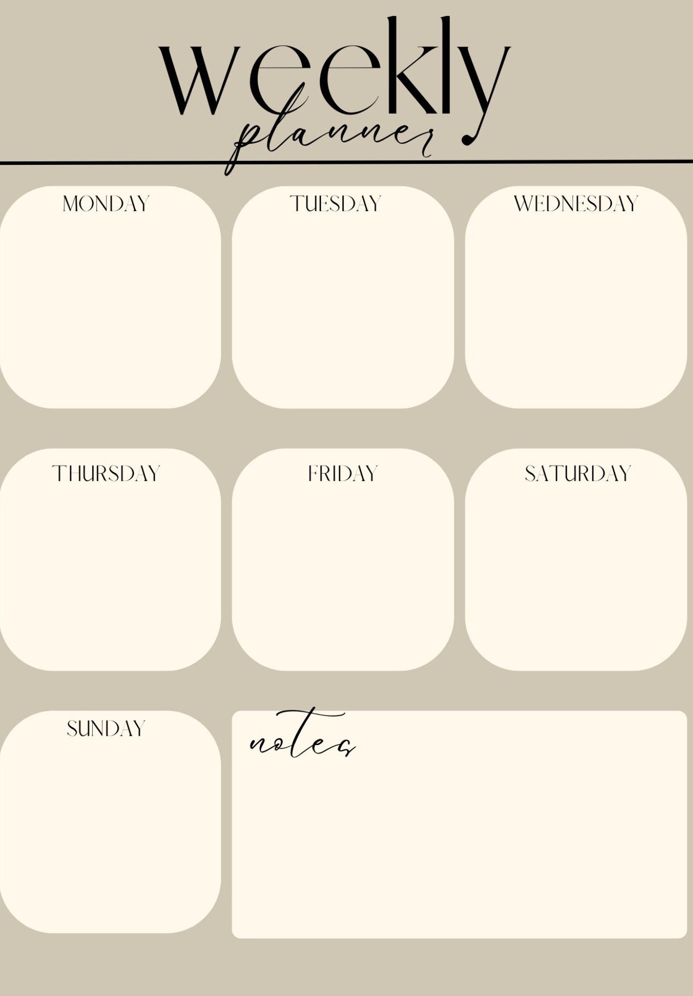Neutral Weekly Planner - Etsy
