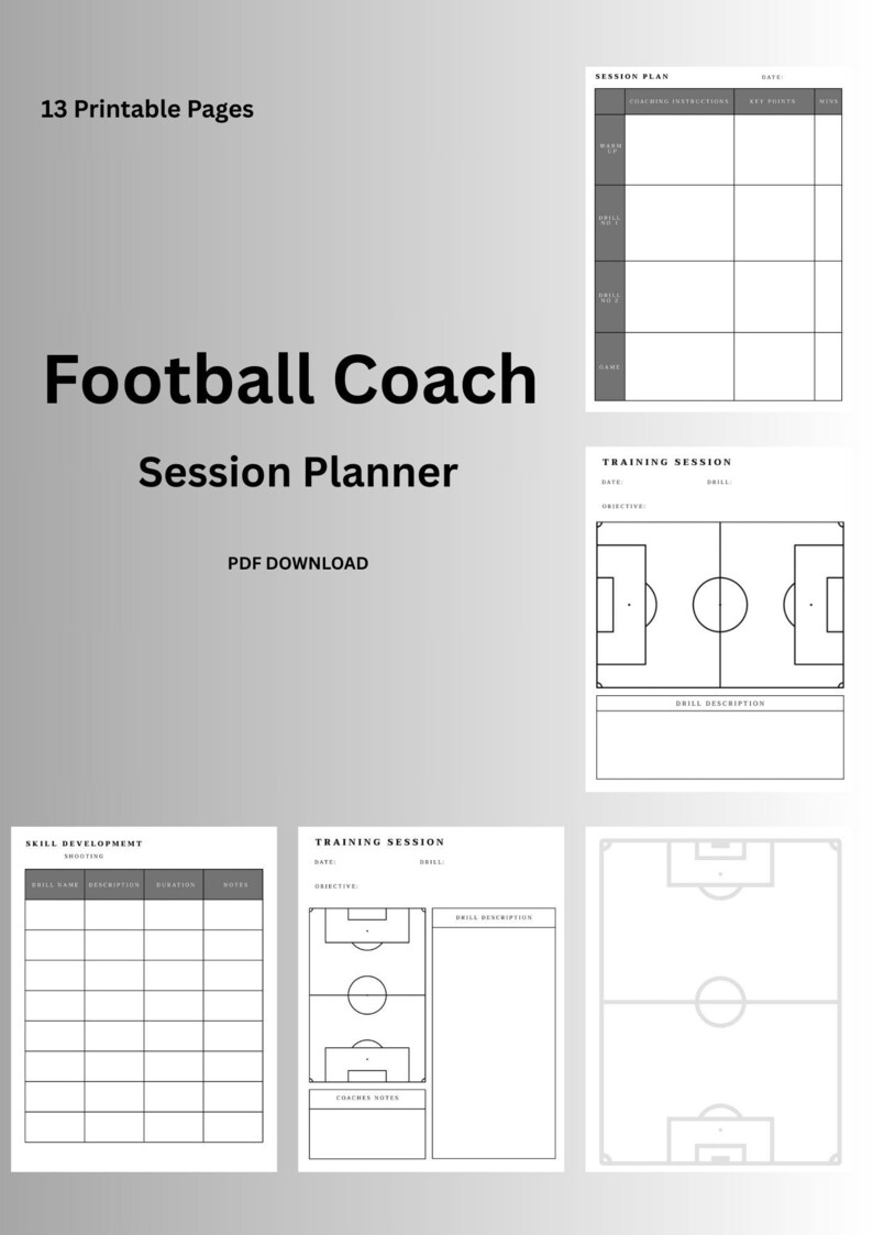 Football Coach Session Templates Bundle Digital Download Printable - Etsy