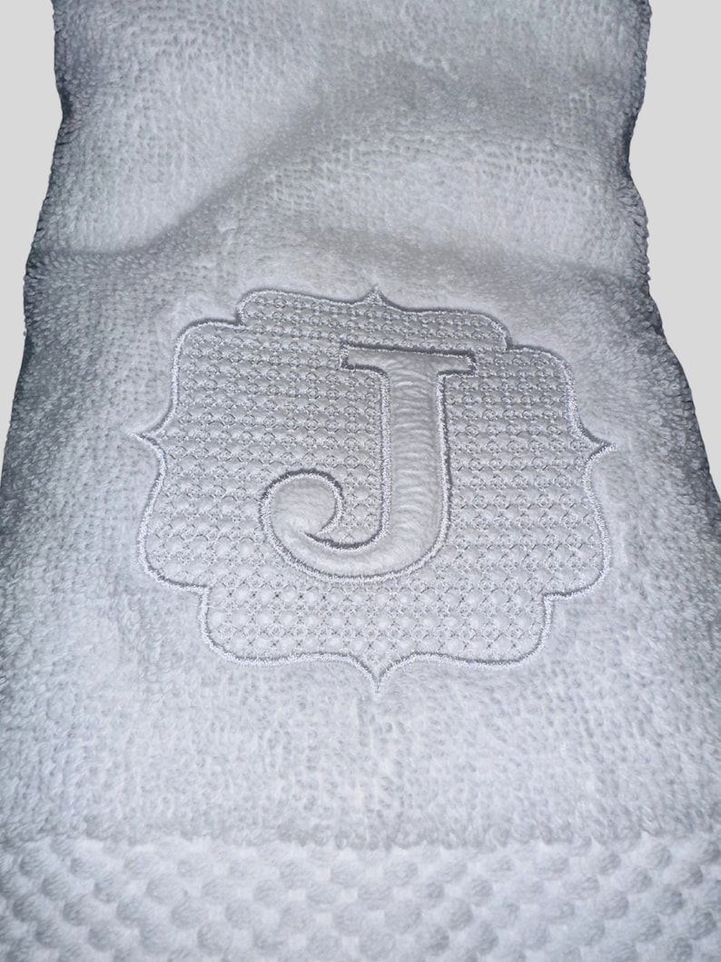 Embroidered Embossed Monogram Hand Towel - Etsy