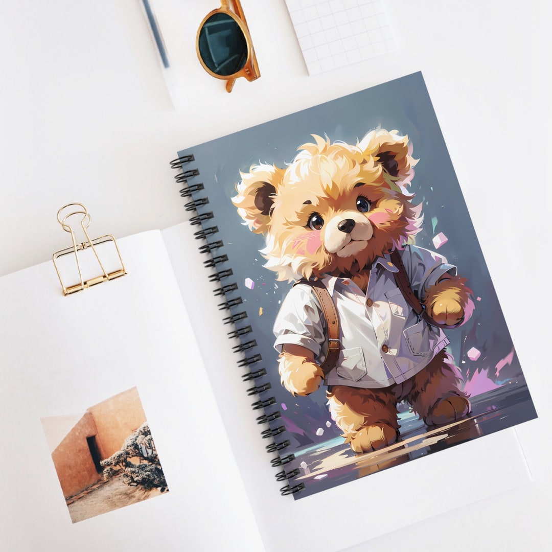 Cute Teddy Bear Spiral Notebook - Ruled Line - Etsy