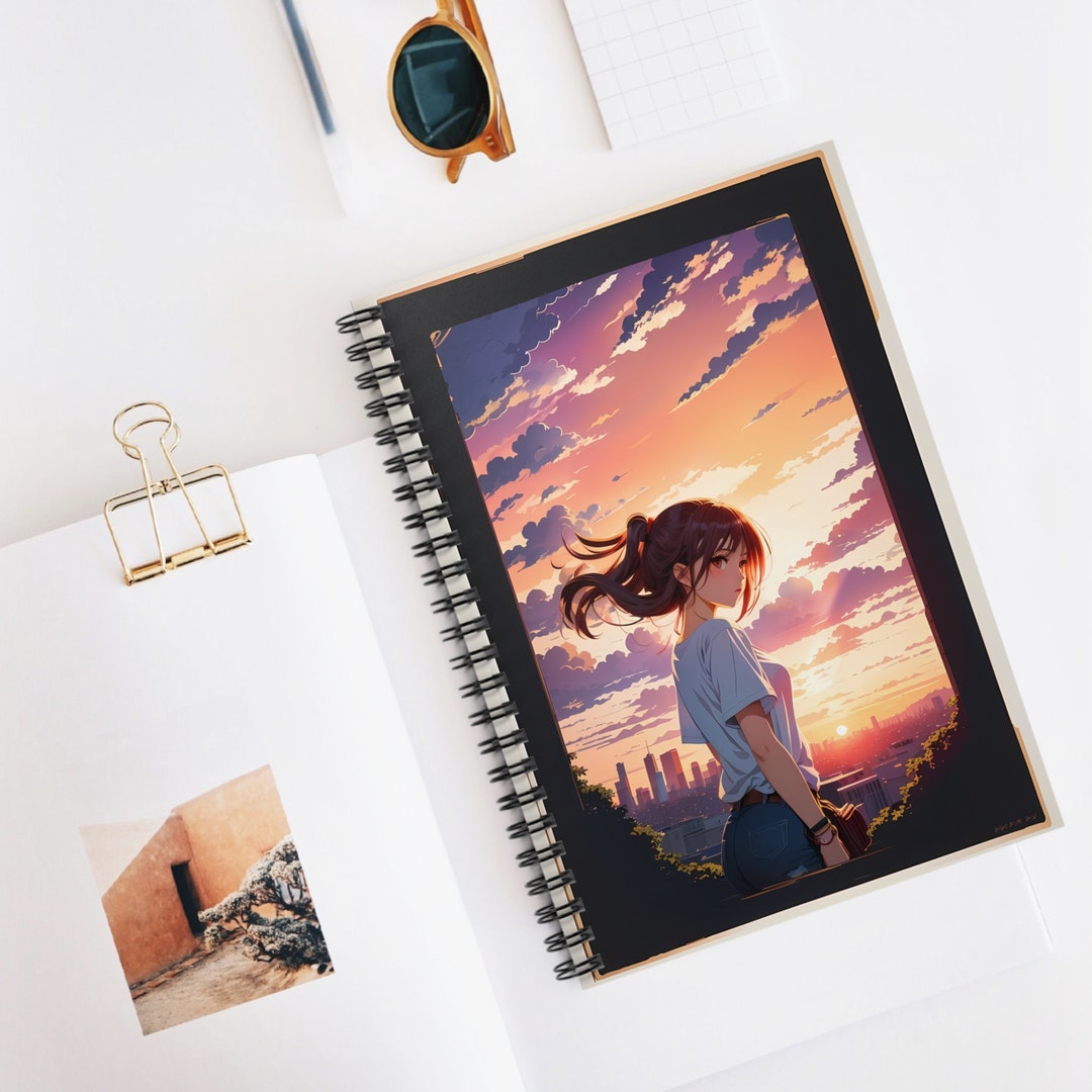Anime Girl Print Spiral Notebook - Ruled Line - Etsy
