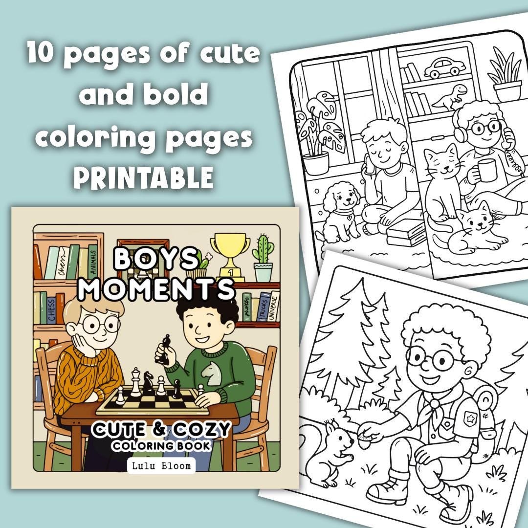 Printable Cute Boys Coloring Pages – Printable Cozy Boys Moments ...
