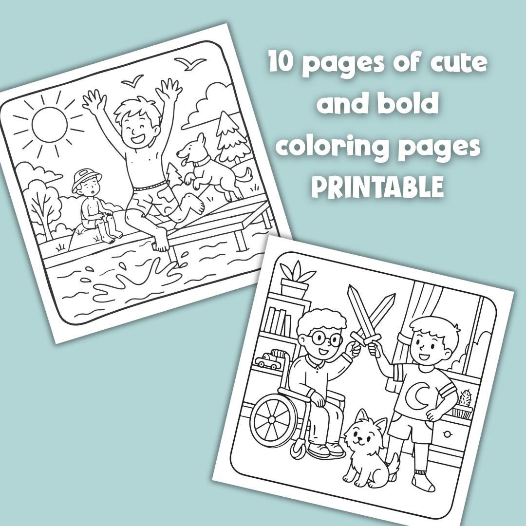 Printable Cute Boys Coloring Pages – Printable Cozy Boys Moments ...