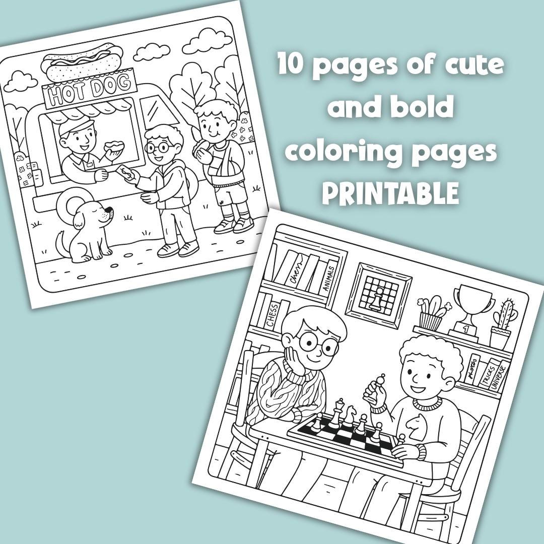 Printable Cute Boys Coloring Pages – Printable Cozy Boys Moments ...